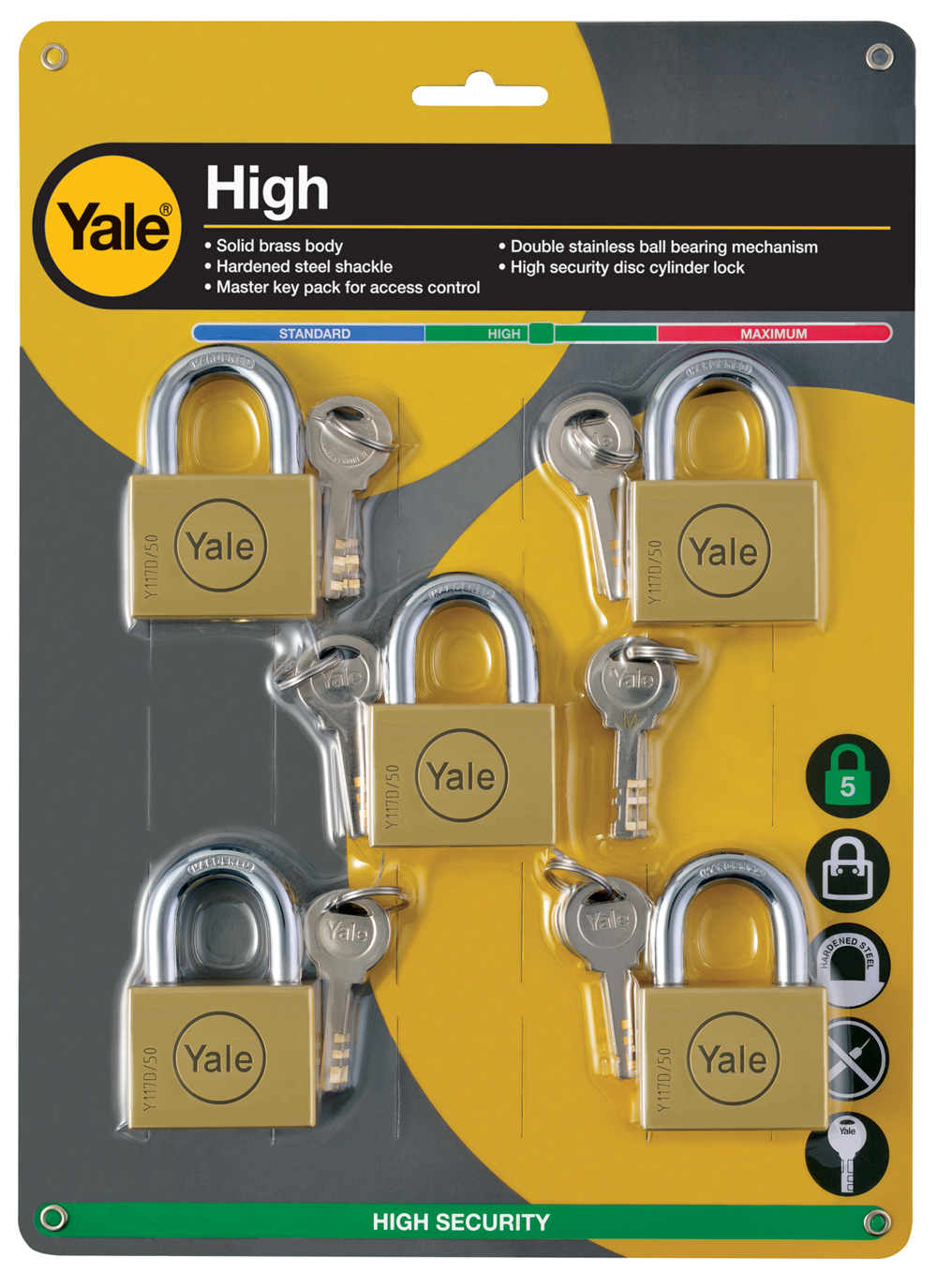 กุญแจคล้องทองเหลืองแท้ BD Series (Pack) | Yale